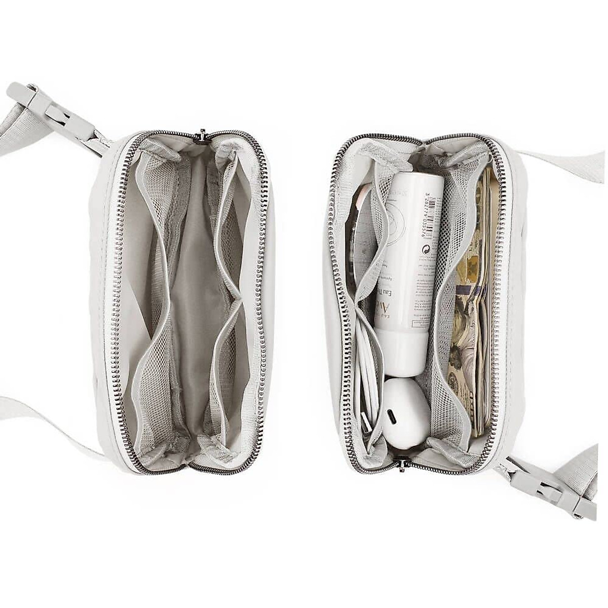 ZOPPEN Fanny Packs for Women Mini Belt Bag, Small Waist Bag Water Proof Fanny Pack Crossbody with Adjustable Strap, Everywhere Belt Bag Dupes for Travel Running Hike Work Out, Grey