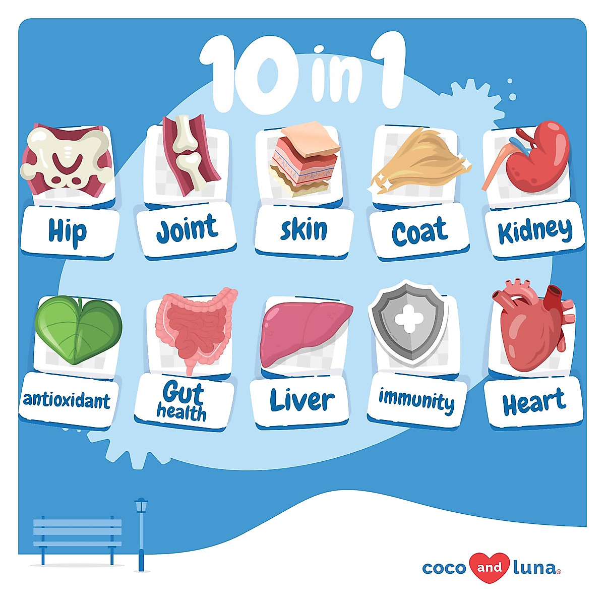 10 in 1 Multivitamin for Dogs - 90 Soft Chews - Hip and Joint Support with Glucosamine and Chondroitin - Cod Liver Oil & Vitamins with Coq10 for Skin & Heart Health, Gut & Immune Support