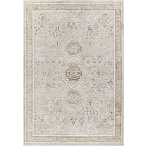 Momeni Cambridge Viscose and PES Traditional Indoor Area Rug, Grey, 3'11" X 5'5"