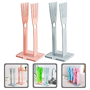 PRETYZOOM 2pcs Kitchen Glove Holder, Plastic Glove Drying Rack Rubber Gloves Drying Stand, Kitchen Sink Drain Rack for Dish Gloves Sponges