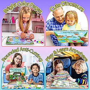 iGetooy Montessori Busy Book for Toddlers 1-3, Preschool Learning Activities Book, Newest Dinosaur Themes Busy Book for Kids Toys Ages 3-5, Kindergarten Preschool Workbook for Kids Boys Girls