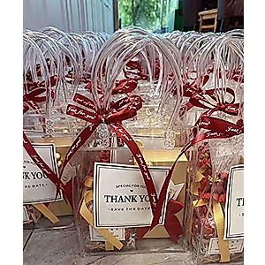 Simple polymer 5 x 2.5 x 5.9 Inch Transparent PVC Gift Wrap Bag with Handles Clear Gift Bags Transparent Shopping Tote Bags,Wedding Candy Bags, Cosmetic Handbags for Cookies, Candies,Dessert,10 Pcs