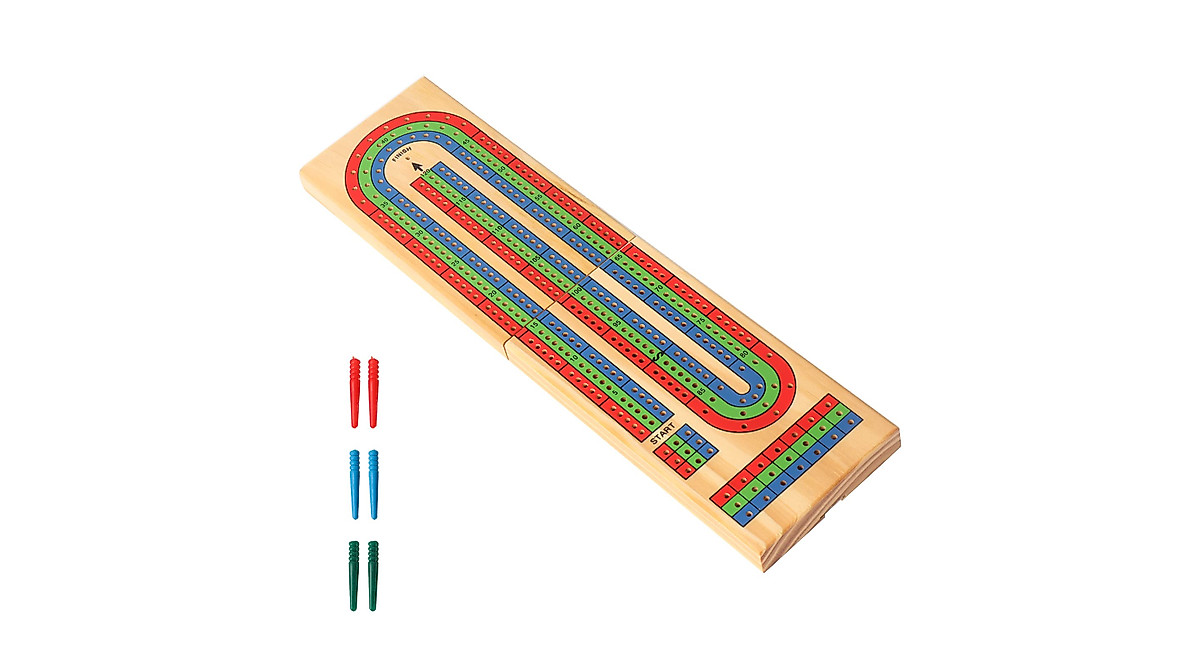 GSE Wooden 3-Track Folding Cribbage Board - Travel Friendly