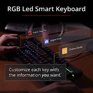 Das Keyboard 5QS Smart RGB Programmable Mechanical Keyboard for Work & Gaming, Soft Tactile Mechanical Switches, Built-in RGB Profiles, Palm Rest, Volume Knob, Aluminum Top (104 Keys, Black)