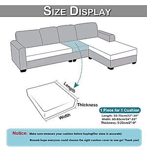 Rosnek Couch Cushion Covers Stretch for Individual Sofa Cushion,Soft Velvet U Shaped Sectional Couch Covers Sofa Slipcover for Seat Cushion Replacement,Small