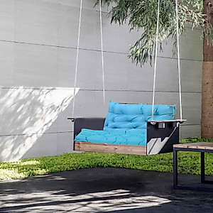 Swing Cushions for Outdoor Furniture, Waterproof Porch Swing Cushions 2-3 Seat, Thicken Outdoor Swing Cushion with Tie for Patio Garden Furniture (Khaki,48 x 40)