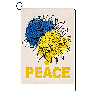 Ukraine Peace Garden Flag 12x18 Vertical Double Sided Spring Summer Sunflower Floral Farmhouse Outdoor Decorations Burlap Yard Flag BW134