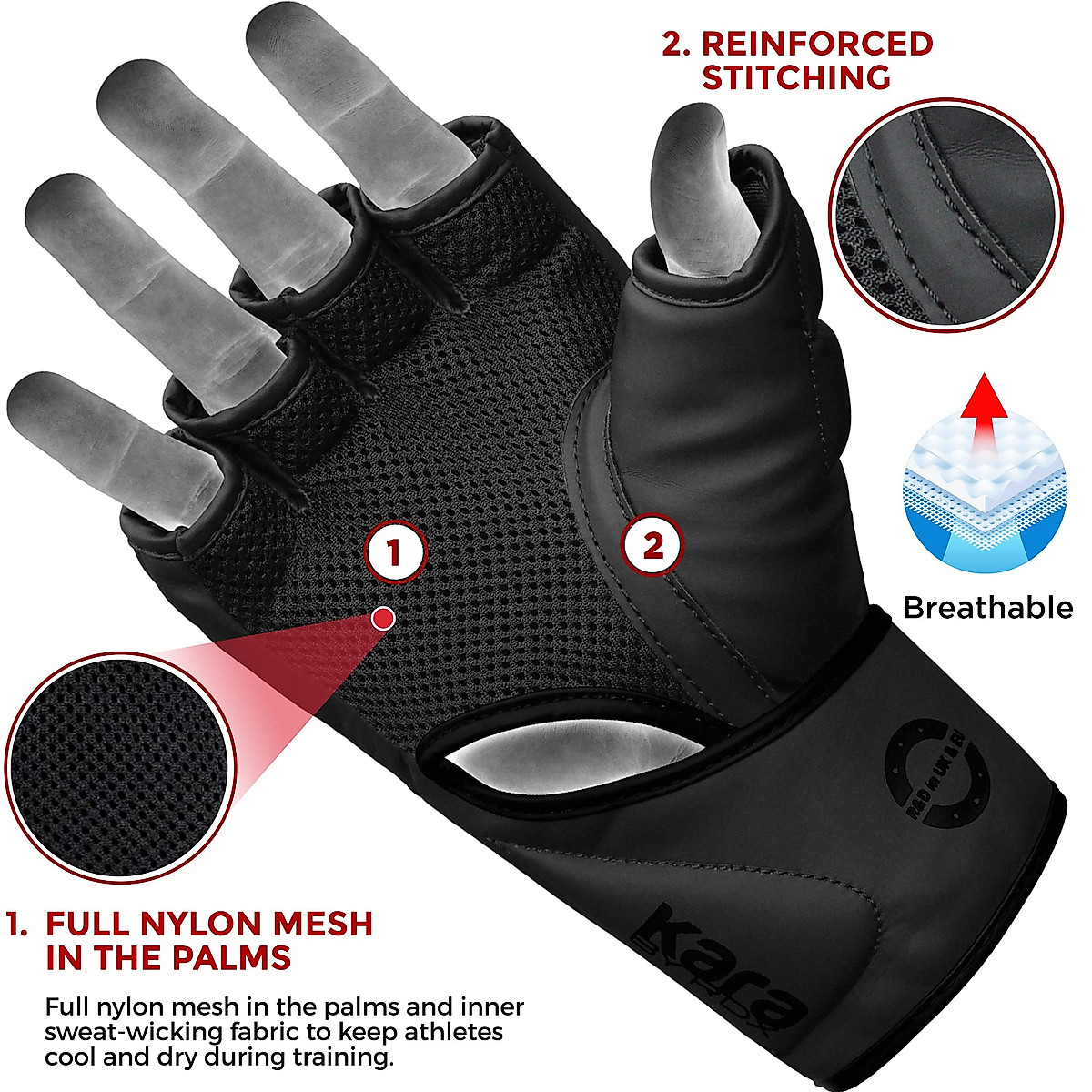 RDX MMA Gloves Grappling Sparring, Pre-Curved Mixed Martial Arts Mitts Men Women Boxing Gloves, Maya Hide Leather Kara Cage Fighting Workout, Combat Sports Training, Muay Thai, Punching Bag Kickboxing