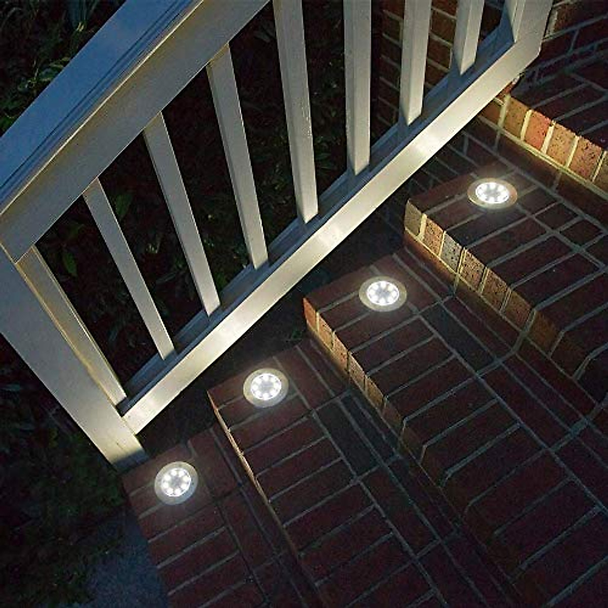 Aogist 4 Packs Solar Ground Lights,8 LED Garden Lights Patio Disk Lights In-Ground Outdoor Landscape Lighting for Lawn Patio Pathway Yard Deck Walkway