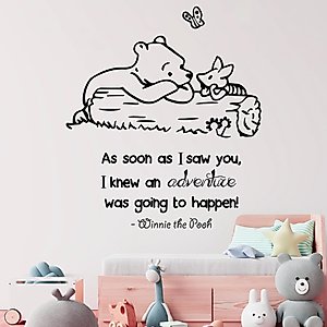 Winnie Pooh - As Soon As I Saw You Quote Baby Room Wall Decal- Decal for Baby's Room- Quote Mural Decal (Wide 22" x 26" Height)