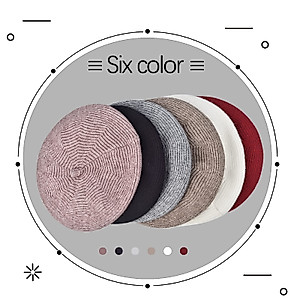 Women French Beret Hat Beanie Winter Knit Knitted Warm Wool Slouchy Paris Basque Baret Barrette Artist Cap White Classic Solid Color, Boinas de Mujer, Gifts for Ladies