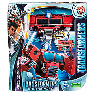 Transformers Toys EarthSpark Spin Changer Optimus Prime 8-Inch Action Figure with Robby Malto 2-Inch Figure, Robot Toys for Ages 6 and Up