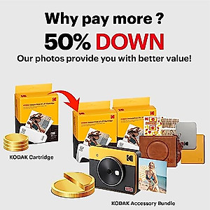 KODAK Mini Shot 3 Retro 4PASS 2-in-1 Instant Digital Camera and Photo Printer (3x3 inches) Initial 8 Sheets + 60 Sheets Gift Bundle, Yellow (NOT Zink)