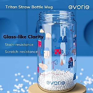 Evorie Tritan Toddler Sippy Cups 10 Oz Kids Water Bottle With Replacement Straw Bundle, Smiles