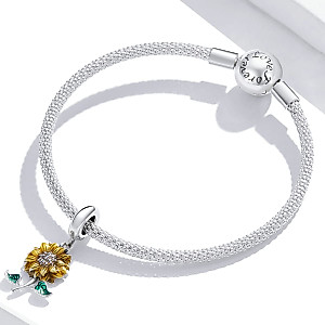 Manhe Charms Sunflower Charms Sterling Silver Charms fit Pandora Charms Bracelet,You are My Sunshine Charms Pendant Necklaces Jewelry Gifts for Women Girls Mom Wife