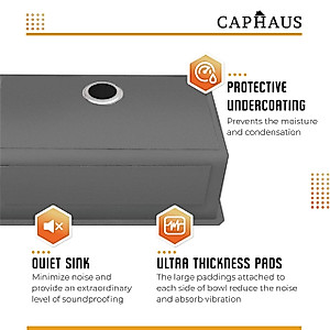 CAPHAUS Undermount Single or Double Bowl 16 Gauge Stainless Steel Kitchen Sink, Mutiple Choices for 30-inch, 31-inch, 32-inch, w/Drain Strainer and Bottom Grid