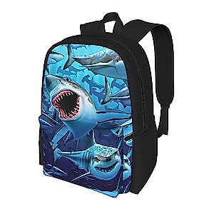 JASMODER Hungry Sharks Laptop Backpack Hiking Travel Daypack For Men Women And Youth