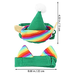 POPETPOP 4Pcs Cat Elf Costume - Cute Cat Christmas Costume Xmas Clothes Green Elf Outfit for Small Pets Cat Costume Accessories