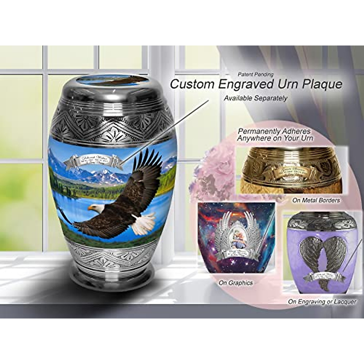 Eagle Cremation Urn - Urns for Ashes Adult Male for Funeral, Burial, or Niche Cremation Urns for Adult Ashes - American Eagle Urns for Human Ashes Large, XL or Keepsakes