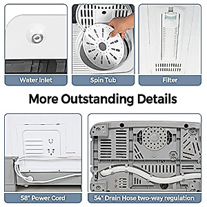 Giantex Portable Washing Machine, 2 in 1 Laundry Washer and Spinner Combo, 22lbs Capacity 13.2 lbs Washing 8.8 lbs Spinning, Timer Control, Drain Pump, Dorm Apartment Semi-Automatic Twin Tub Mini Washer