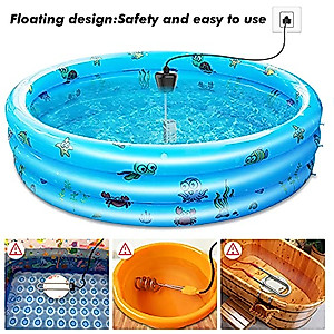 creekeley Electric Immersion Water Heater,1500W Pool Heater with Stainless Steel Guard & Suspension Head, Portable Water Heater for Inflatable Pool, Above Ground Pool Heater,Bathtub S1 silver 2