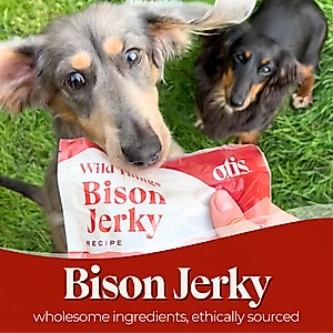 OTIS Bison Jerky for Dogs | Protein Packed, Pasture-Raised, Grass-Fed Bison Jerky Dog Treats Healthy Dog Treats - Wild Things | 4 Ounce Bag