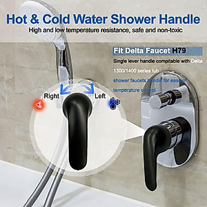 Single Metal Lever Handle Replacement for Delta H79 Faucet Handle Compatible with Delta Tub & Shower Handle for Delta 1300/1400 Series Tub Faucet, Shower with Screw & Wrench (Black)