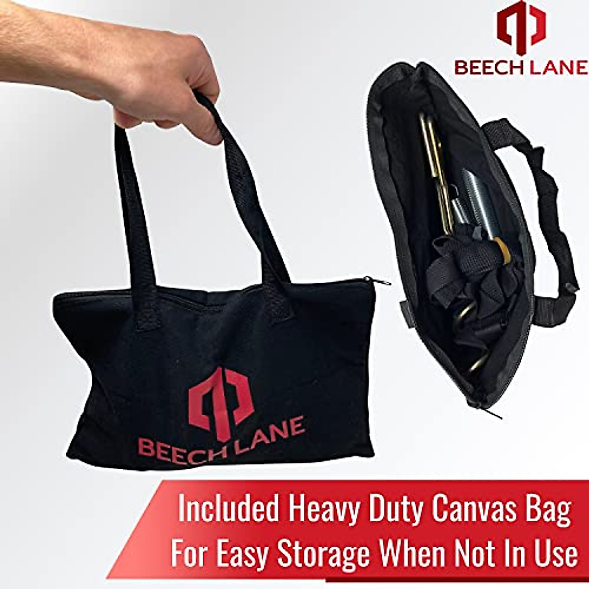 Beech Lane Heavy Duty Pre-Assembled RV Awning Anchor Kit, Sturdy Cam Buckles with Thick Straps, Durable Canvas Storage Bag, Steel Connection Points