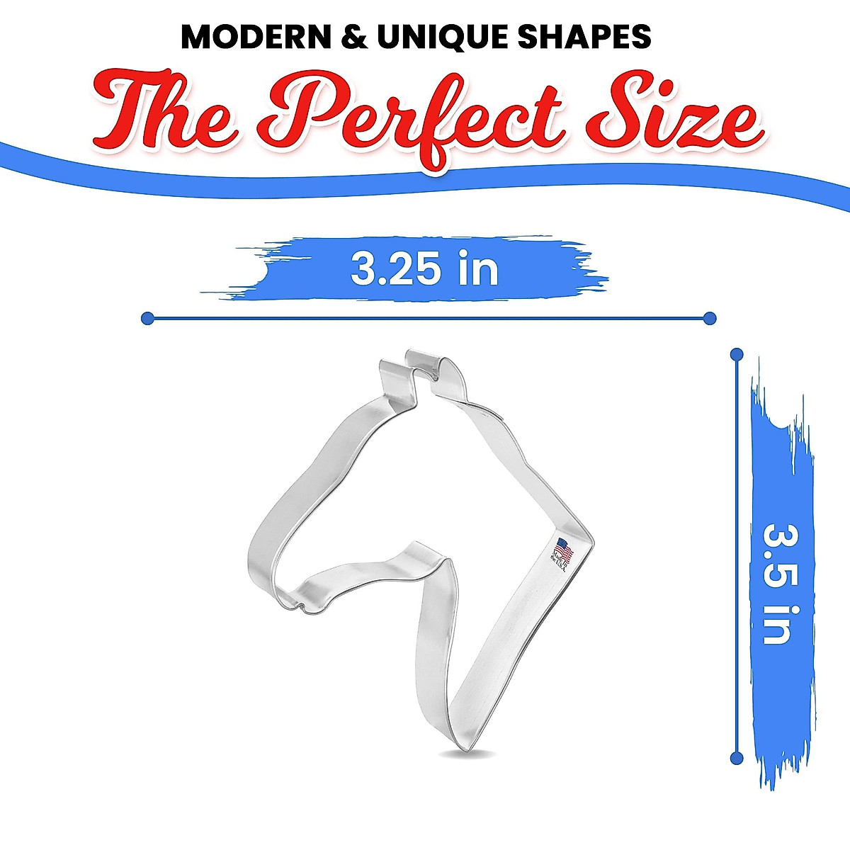 Horse Head Cookie Cutter 3.5 Inch - Made in the USA – Foose Cookie Cutters Tin Plated Steel Horse Head Cookie Mold