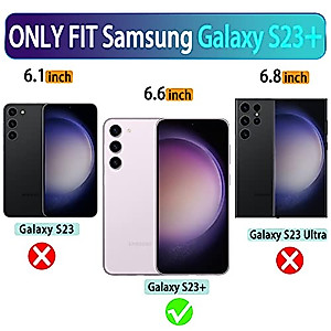 VANAVAGY Wallet Case for Galaxy S23+ Plus 5G for Women and Men,RFID Flip Leather Cover with Wrist Supports Wireless Charging with Card Holder and Screen Protector,Clove Purple