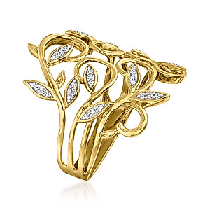 Ross-Simons 0.10 ct. t.w. Diamond Leaf Ring in 14kt Yellow Gold. Size 6