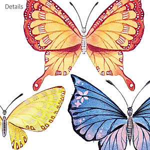 DECOWALL DS8-1602 Watercolour Butterflies Kids Wall Stickers Wall Decals Peel and Stick Removable Wall Stickers for Kids Nursery Bedroom Living Room d?cor