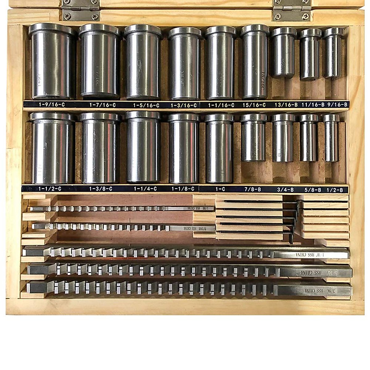 Keyway Broach Sets 30Pcs HSS Inch Industrial Tools for Lathe, B -1/8", B - 3/16", C - 1/4", C - 3/8", C - 5/16" Teeth Keyway Size