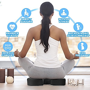 SJ GLOBALS Seat Cushion Office Chair Cushions, Car Seat Cushion, Memory Foam Coccyx Cushion for Tailbone Pain Office Chair Car Seat Cushion, Sciatica, Coccyx, Lower Back Pain Relief (Black)