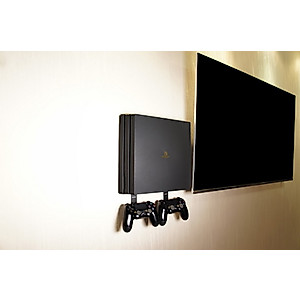 ViMount Wall Mount Compatible with PlayStation 4 PRO + 2pcs Controller Wall Mount - Black