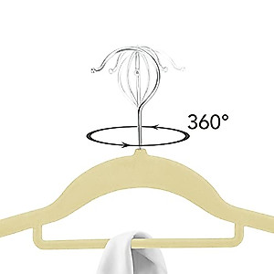 NesTidy Ladies Velvet Hangers 60 Pack, 16.5" Non-Slip Felt Hangers with Swivel Hook, Space Saving Hangers Flocked Hangers for Coats, Sweaters, Jackets, Pants & Dress Clothes(Ivory)
