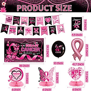 Breast Cancer Awareness Decorations,Breast Cancer Awareness Banner,Breast Cancer Awareness backdrop,Breast Cancer Awareness Balloons Honeycomb Centerpieces,Breast Cancer Awareness Supplies Decorations for Women Charity Activities