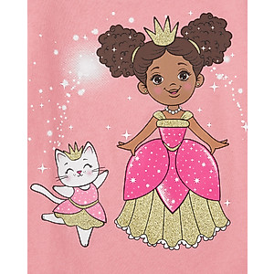 The Children's Place baby girls The Children's Place Toddler Short Sleeve Graphic T-shirt 2-pack T Shirt, Princess, 3T US