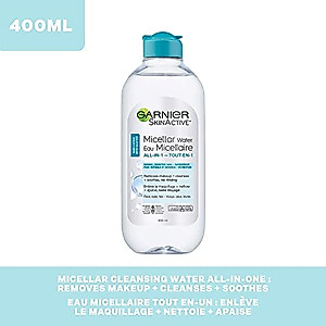 Garnier SkinActive Micellar Water For Waterproof Makeup, Facial Cleanser & Makeup Remover, 13.5 fl. oz, 1 count (Packaging May Vary)