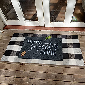 AAZZKANG Door Mats Outdoor Welcome Mat Indoor with Non Slip Rubber Backing Home Sweet Home Doormat Quickly Trap Dirt Easy to Clean Front Door Mat for Entrance Black