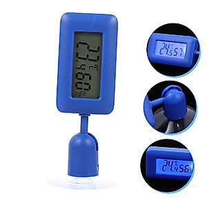 Kisangel 4pcs Reptile Hygrometer Blue Hair Wig for Dogs Leopard Gecko Reptile Thermometer Mini Hygrometer Fish Tank Thermometer Digital Reptile Reptiles Abs to Rotate Water Tank Sucker