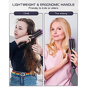 Hair Dryer Brush, 4-in-1 Hot Air Brush Blow Dryer - Straighten, Curl, Volumize & Dry in One Step, Negative Ion Blow Dryer Brush Hairbrush Blow Dryer Hair Styler with 4 Detachable Attachments, 3 Temps