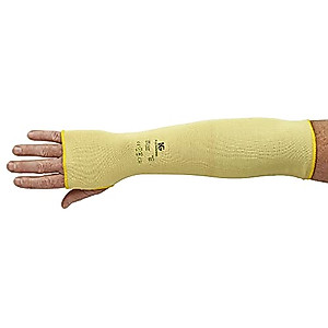 KLEENGUARD G60 Level 2 Cut Resistant Sleeve (90070), Yellow, with Thumbhole, One Size, Ambidextrous, 18” Long, 60 Sleeves/Case
