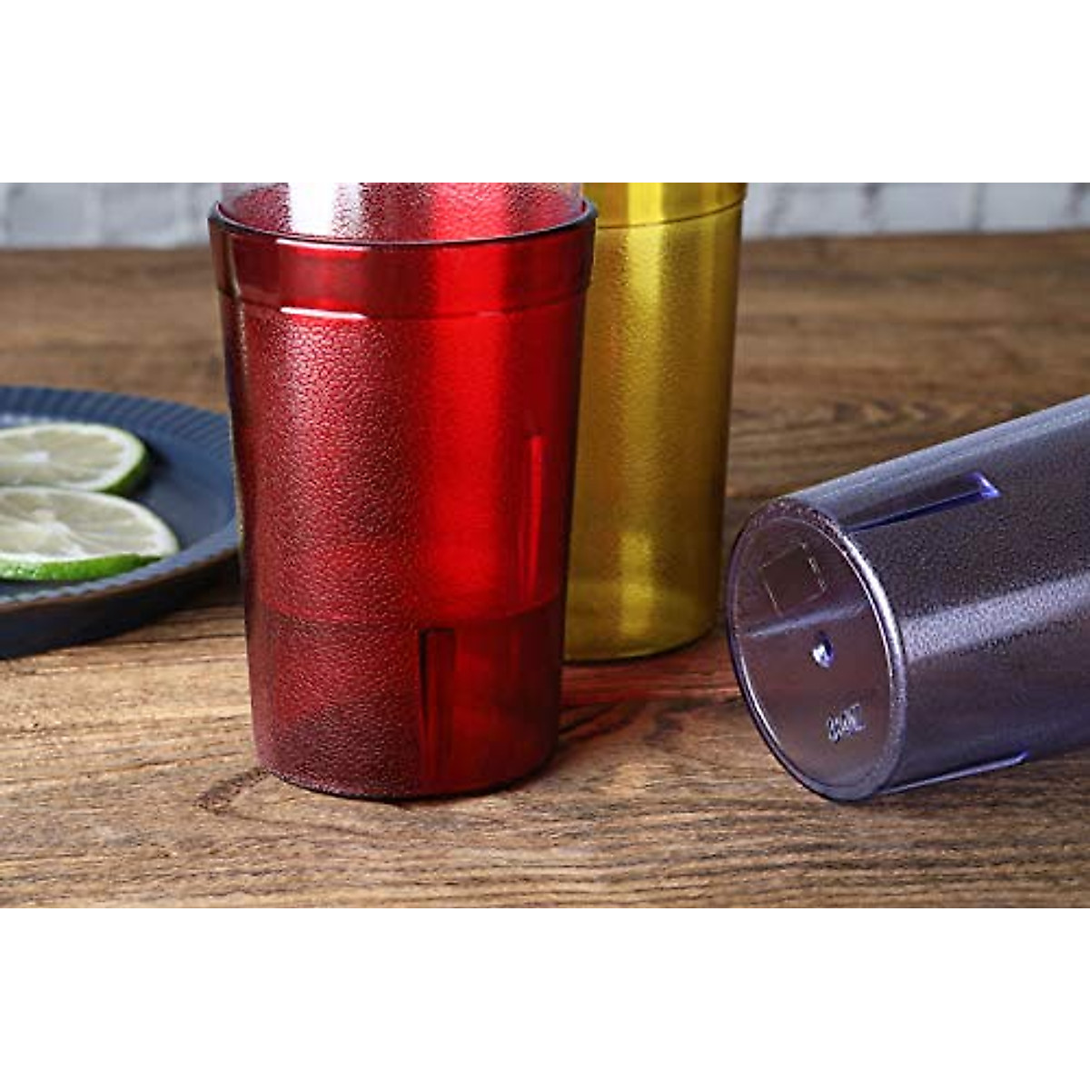 New Star Foodservice 46649 Tumbler Beverage Cup, Stackable Cups, Break-Resistant Commercial SAN Plastic, 8 oz, Clear, Set of 12