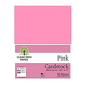 Pink Cardstock - 8.5 x 11 inch - 65Lb Cover - 50 Sheets - Clear Path Paper