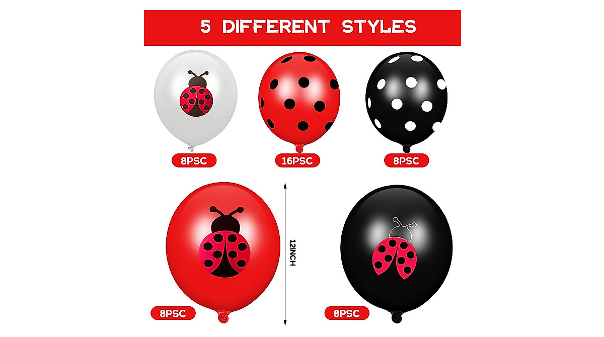 48 Ladybug Balloons - Perfect for Birthday Parties