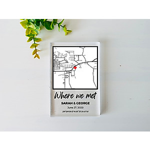 Our First Date Valentines Day Map Plaque - Couple Map, Gift for Her, Acrylic Plaque Couple Gift, Custom Locaiton, Valentines Day Gift, Couples Gift, Gifts for Wife and Husband
