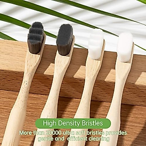 Daletu Bamboo Toothbrush, Biodegradable Toothbrushes Extra Soft Bristles, 20000 Soft Natural Bristle Toothbrush, Eco Friendly Toothbrushes for Sensitive Teeth Gum Recession - 4 Pack