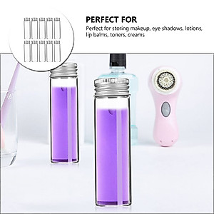 Cabilock 10pcs Clear Flat Glass Test Tubes with Screw Caps Large Test Tubes Containers for Bath Salt Candy Storage 80ml