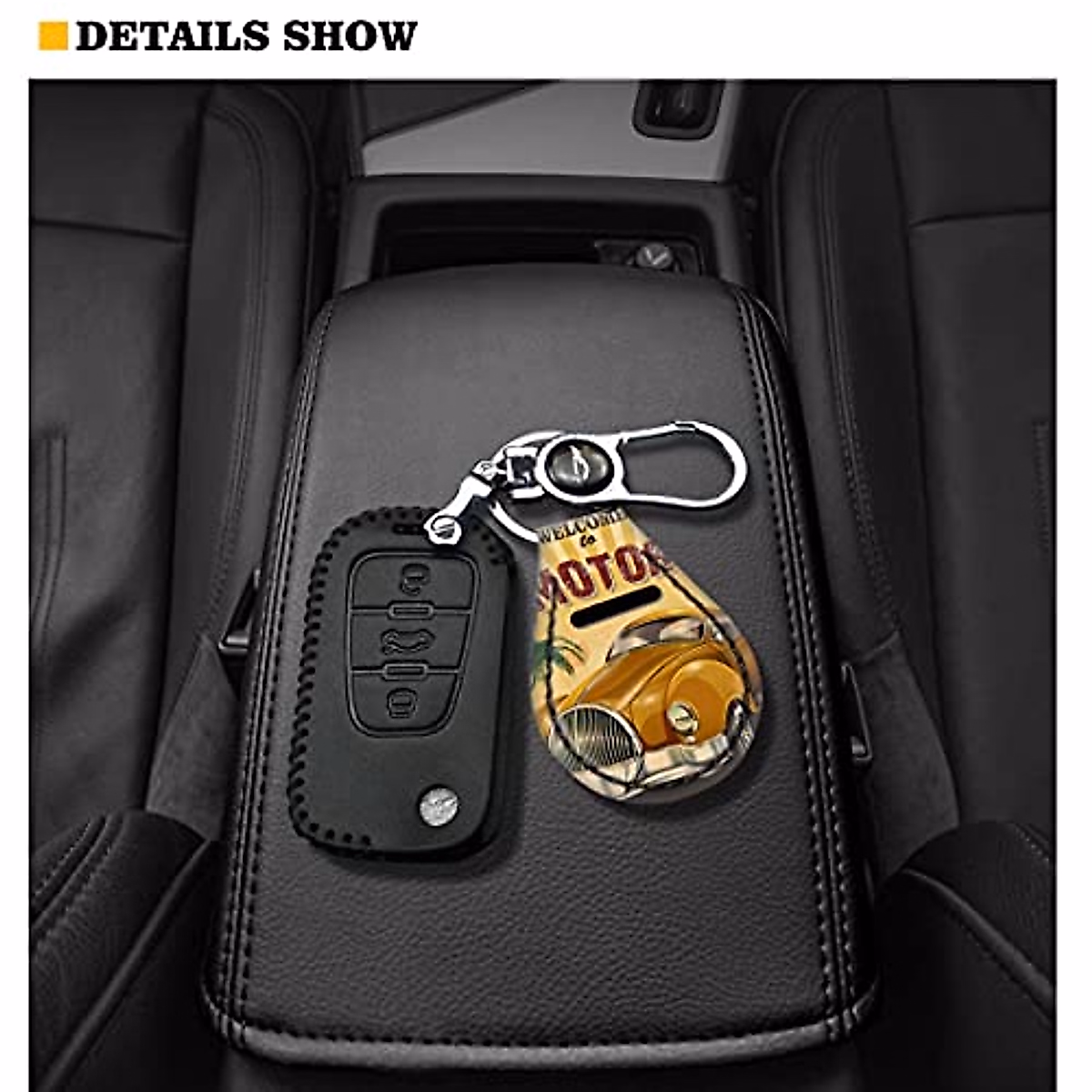 GIFTPUZZ Funny Skeleton Print Keychain Coin Holder Keychain with Metal Ring Lightweight Smart Key Chain Tag Black